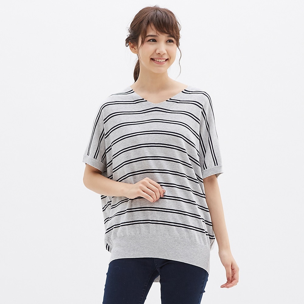 GUのワイドフィットポロ(5分袖)(ボーダー)NT+E | StyleHint