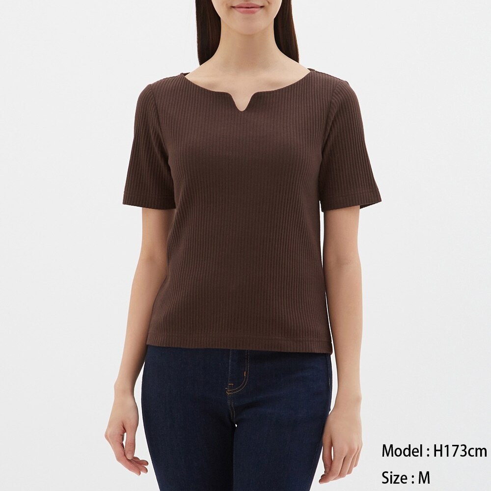 GUのリブハーフジップコンパクトT(半袖)NT+E | StyleHint