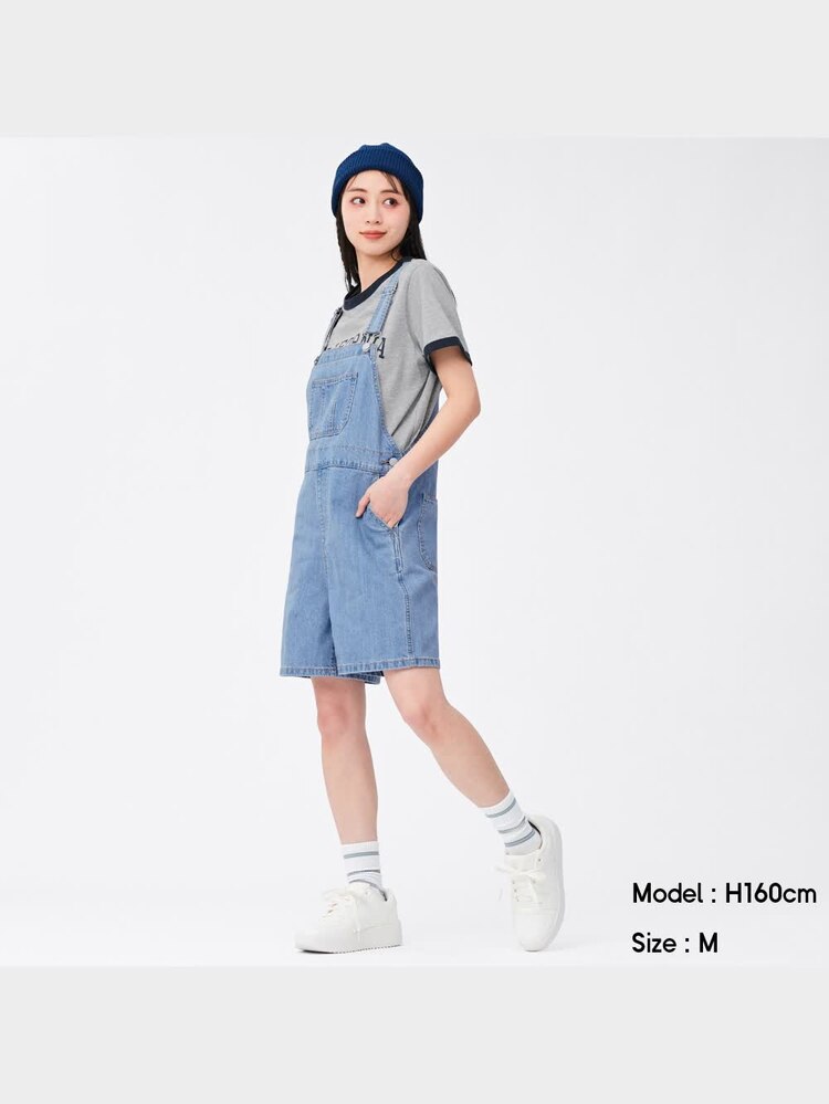 GU公式 | デニムサロペットショーツOSC+EC