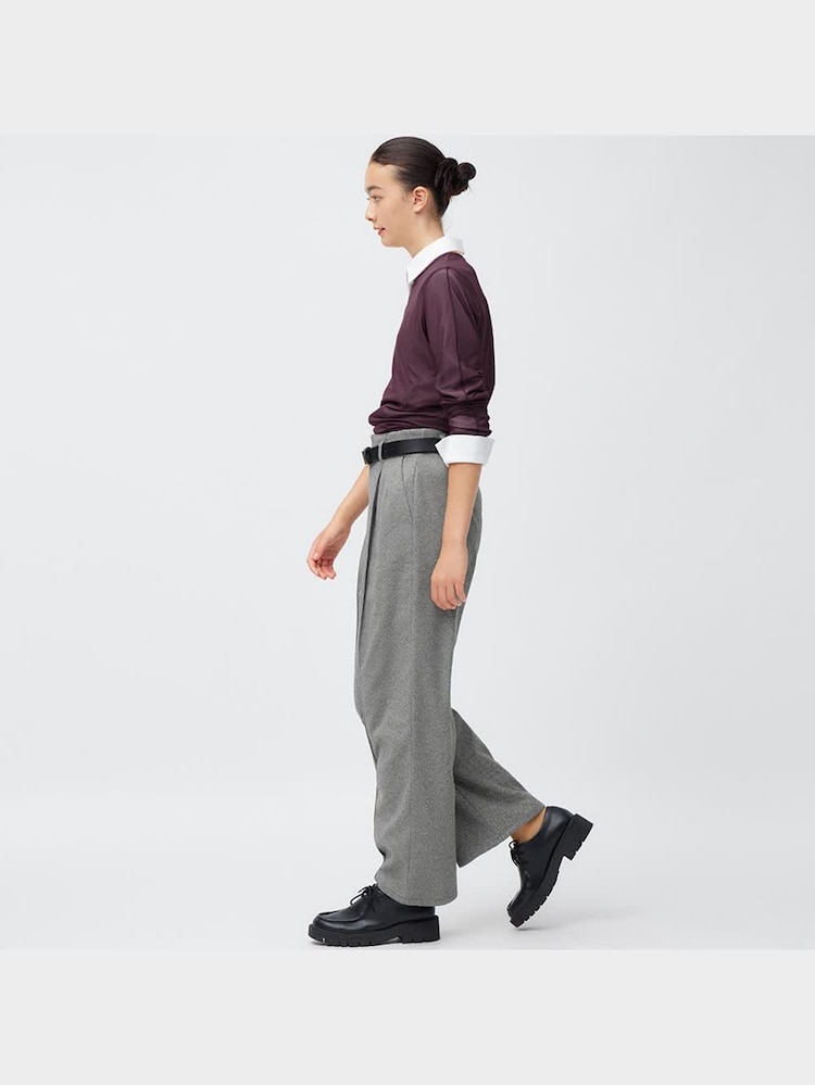 GU公式 | ブラッシュドジャージーワイドパンツ(丈標準70.0～74.0cm)