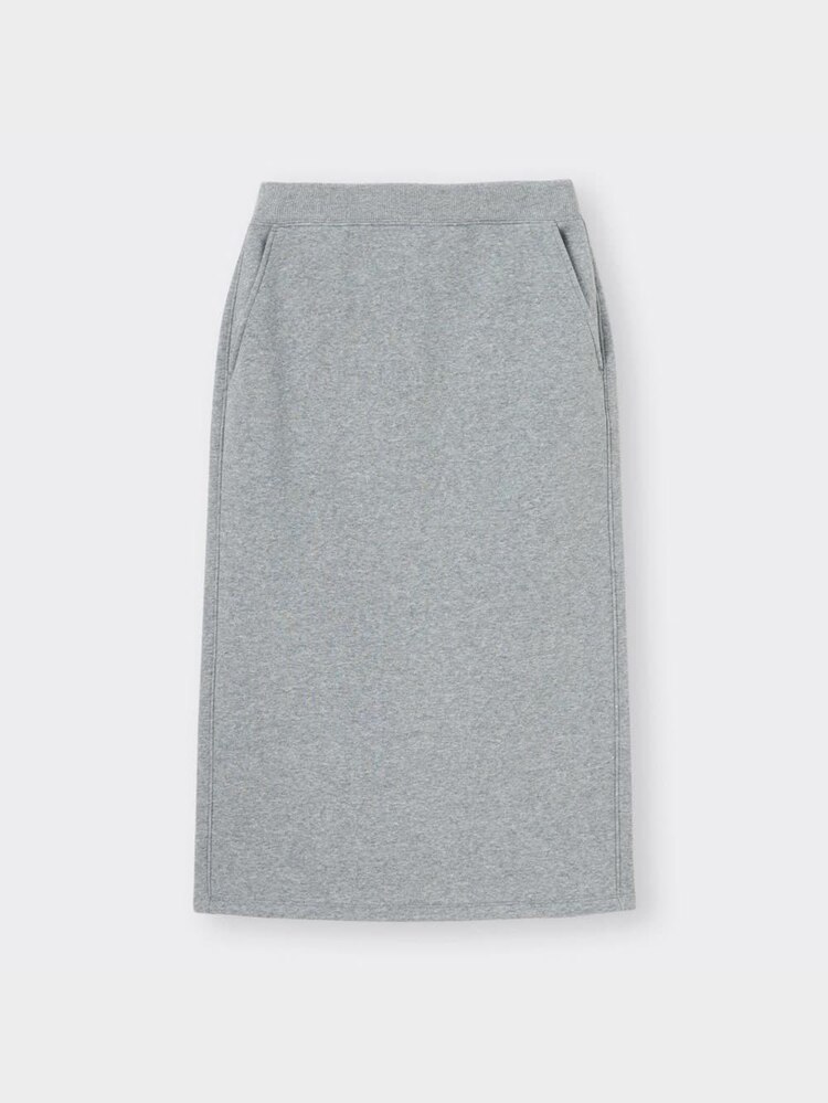 GU公式 | ヘビーウェイトスウェットナローミディスカート+EC(丈短め75.5～79.5cm)(セットアップ可能)