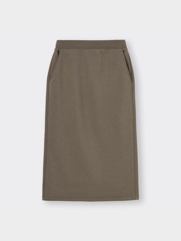 GU公式 | ヘビーウェイトスウェットナローミディスカート+EC(丈短め75.5～79.5cm)(セットアップ可能)