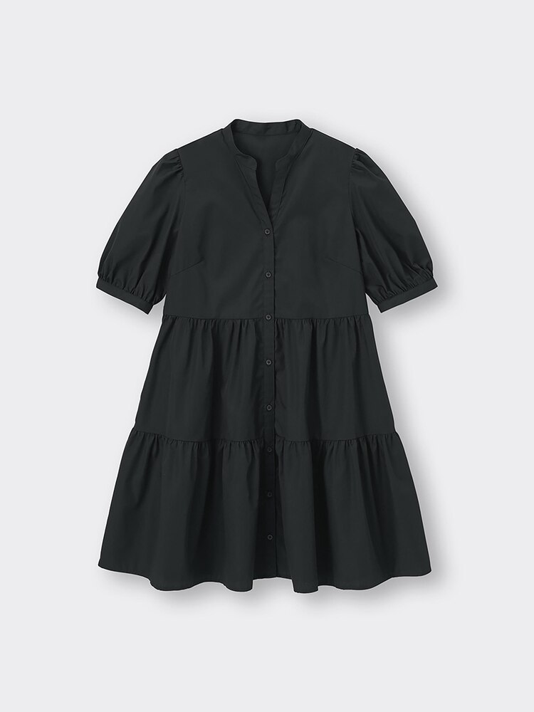 GU公式 | ティアードVネックミニワンピース(5分袖)OSB+EC