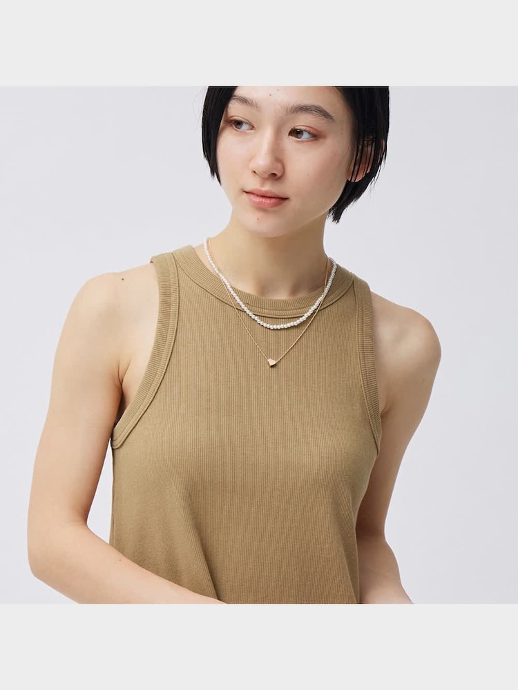 GU公式 | リブナローワンピース(ノースリーブ)+EC(丈短め110.5～117.5cm)