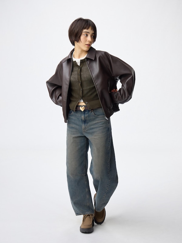 GU公式 | バレルレッグジーンズB+EC(丈短め68.0cm)(セットアップ可能)