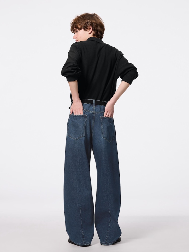 GU公式 | バレルレッグジーンズ+EC(丈長め78.5cm)