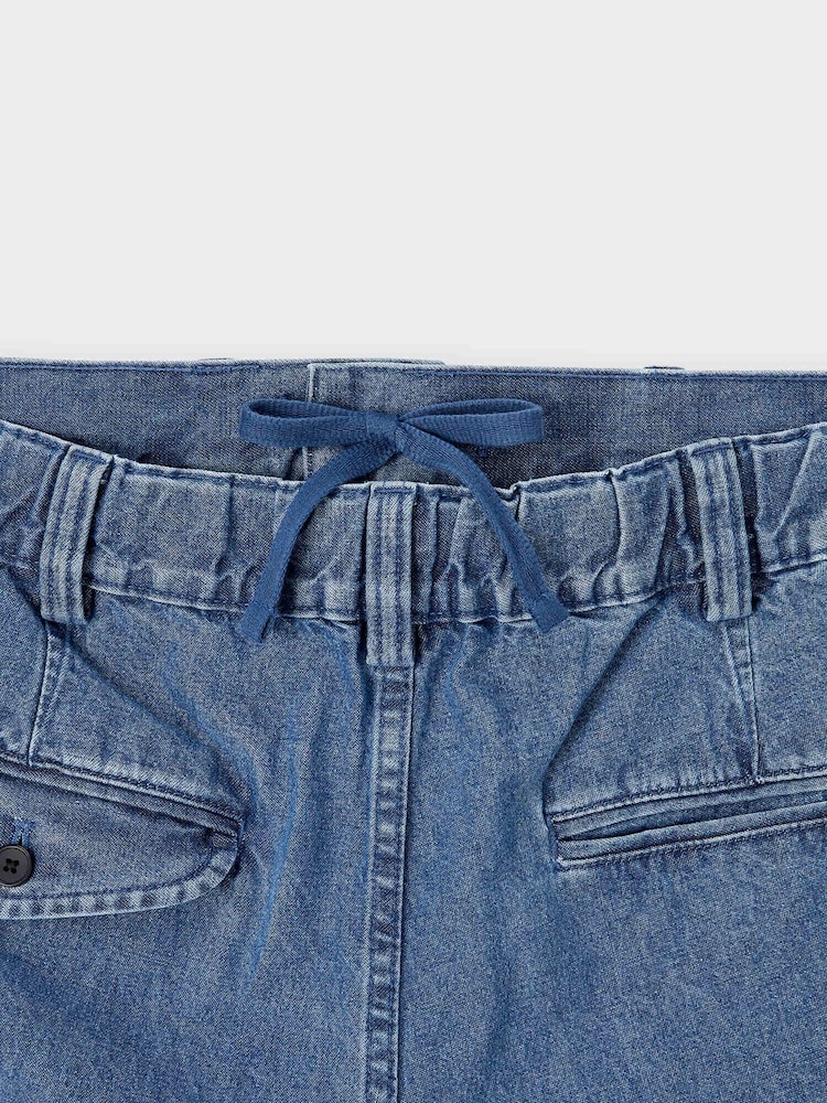 GU公式 | デニムツータックバギースラックス+EC(丈長め80.0cm)