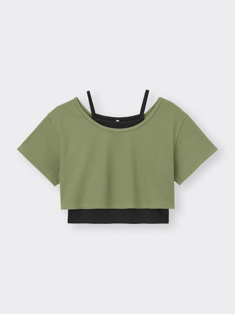 GU公式 | GIRLS2ピースキャミソールレイヤードT JR