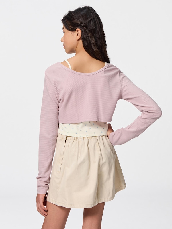 GU公式 | GIRLS2ピースワッフルヘンリーネックT(長袖)JR