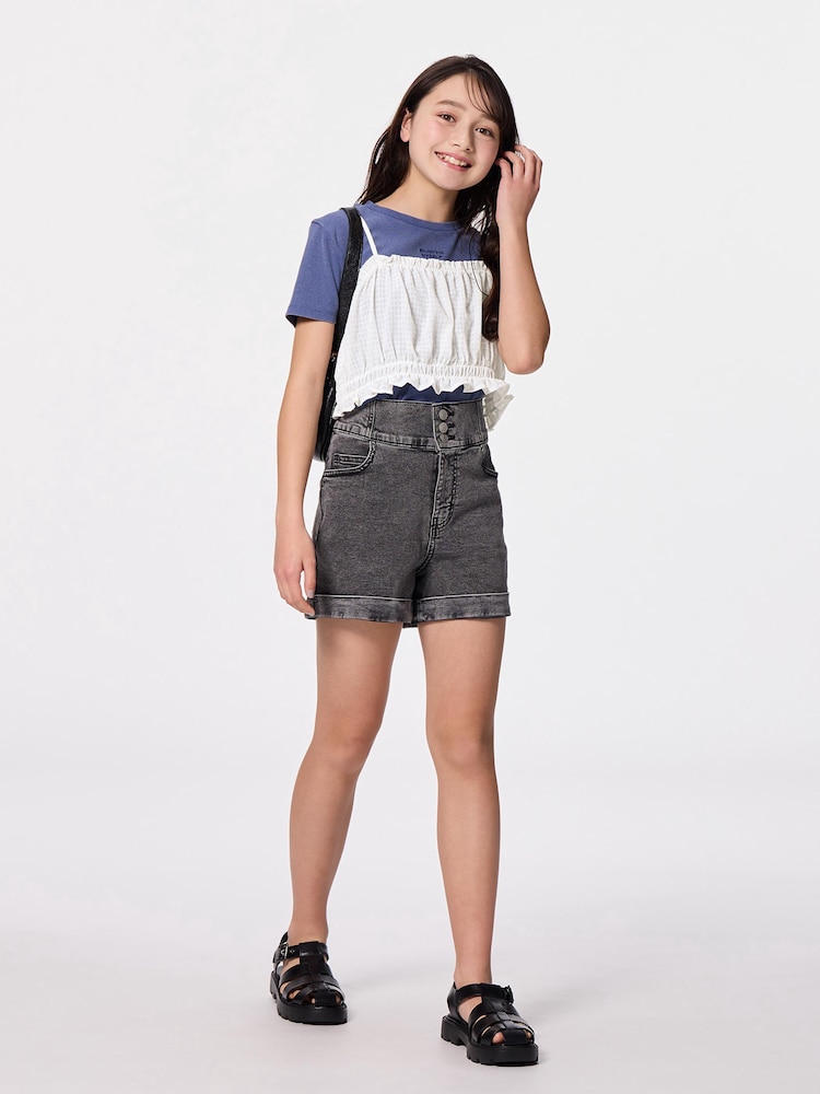 GU公式 | GIRLS2ピーステクスチャーシャツ(半袖)JR