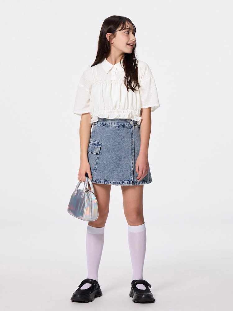 GU公式 | GIRLS2ピーステクスチャーシャツ(半袖)JR