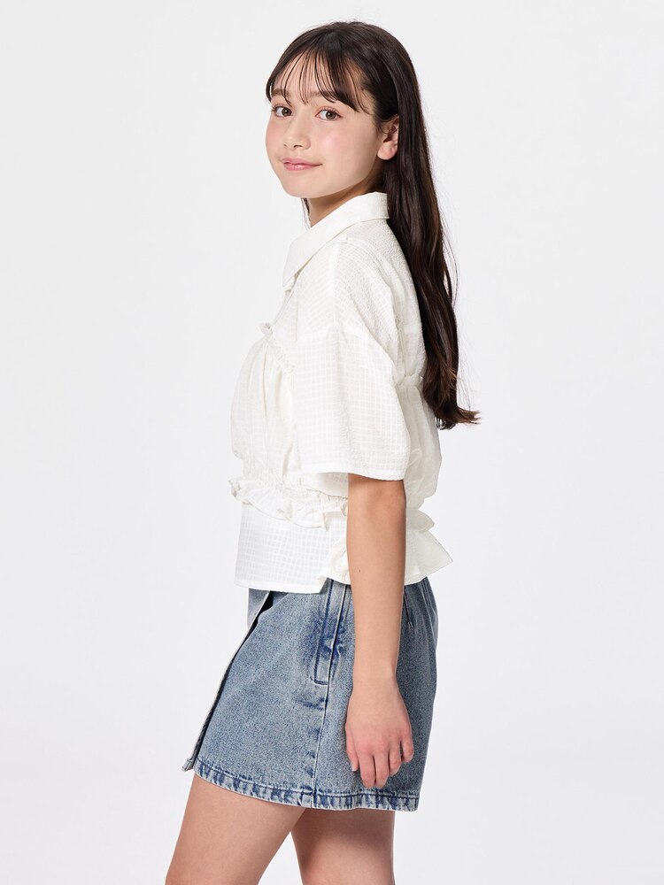 GU公式 | GIRLS2ピーステクスチャーシャツ(半袖)JR