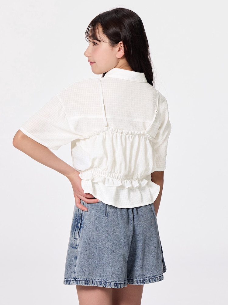 GU公式 | GIRLS2ピーステクスチャーシャツ(半袖)JR