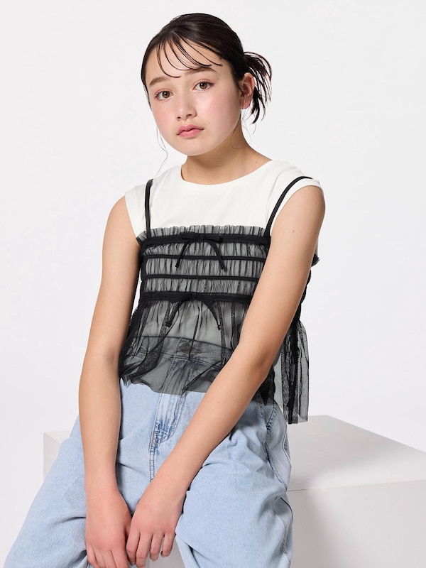 GU公式 | GIRLS2ピースチュールキャミソールセットT JR