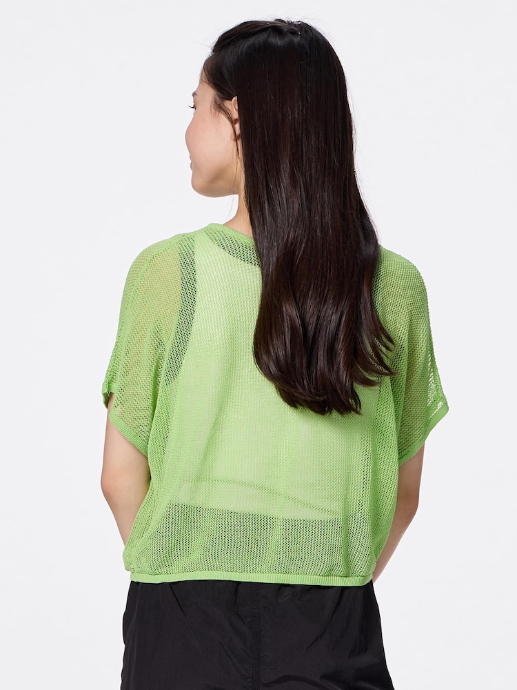 GU公式 | GIRLS2ピースメッシュセーター(半袖)JR