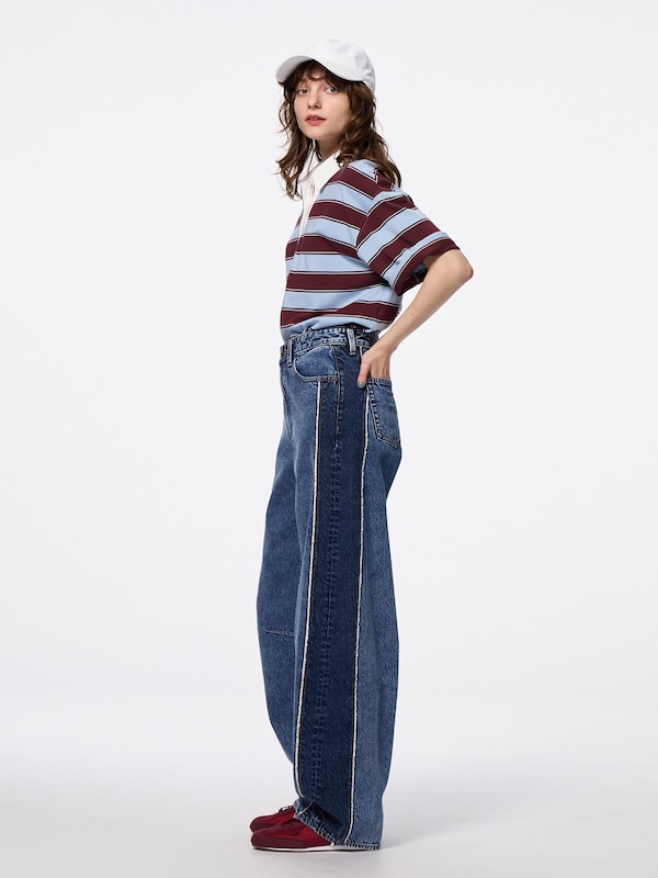 GU公式 | 2トーンバレルレッグジーンズ+EC(丈長め81.0cm)