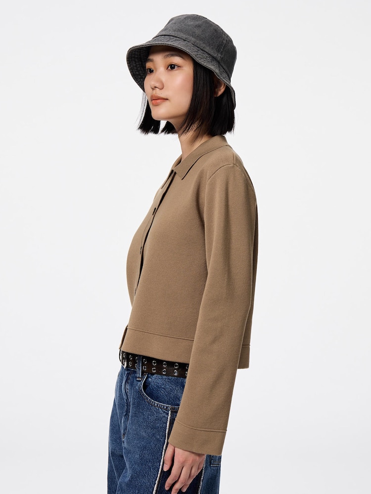 GU公式 | ミラノリブポロカーディガンNTQ+E