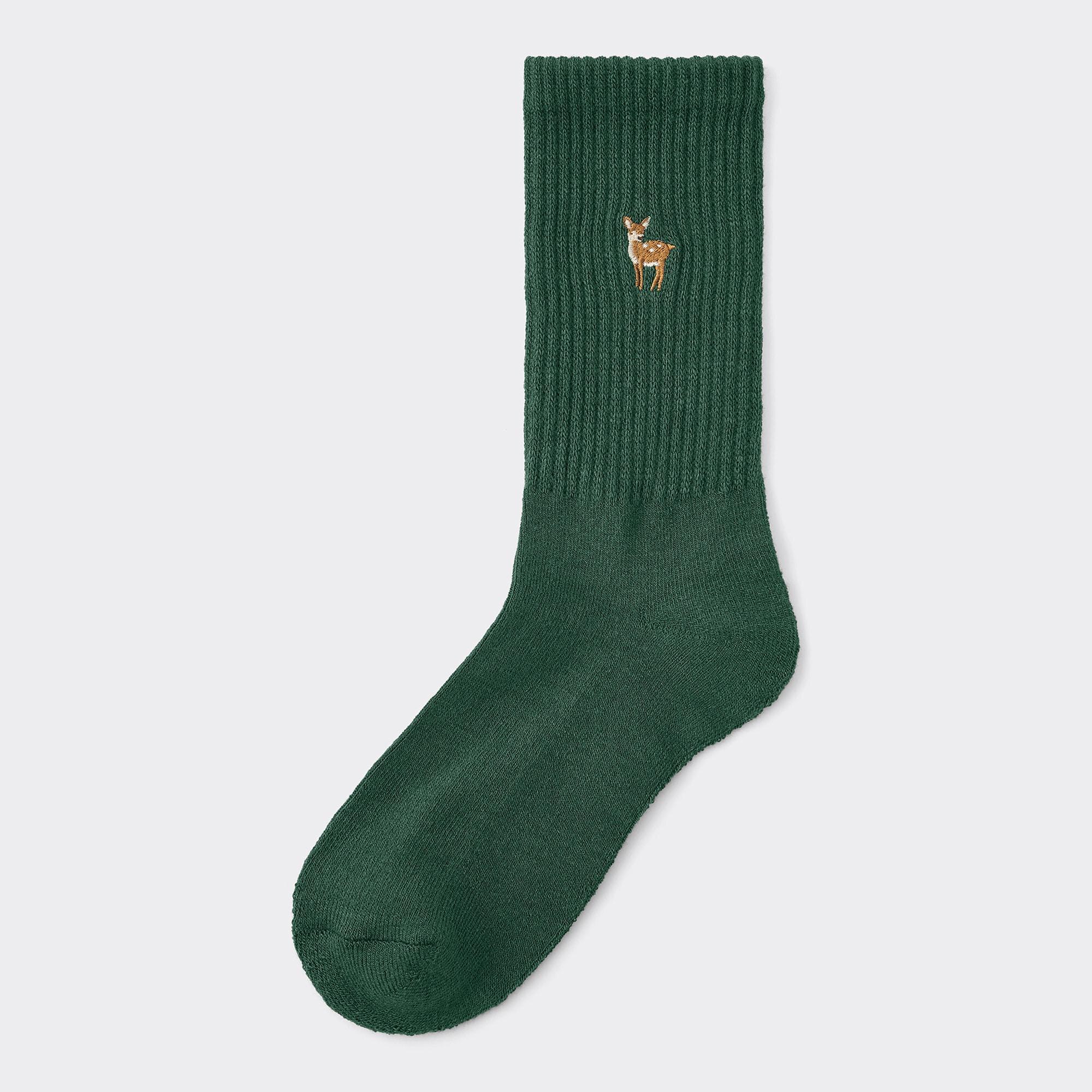 GU STYLE-HEAT Pile Crew Socks Embroidery | StyleHint