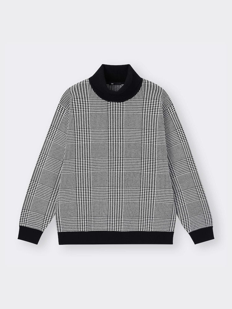 SMOOTH KNITTED Turtleneck Sweater Check | GU US