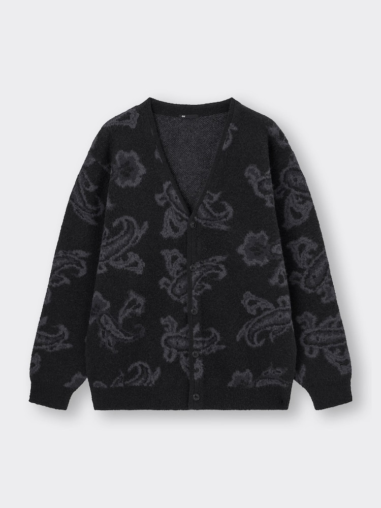 BRUSHY KNITTED V Neck Cardigan Paisley | GU US