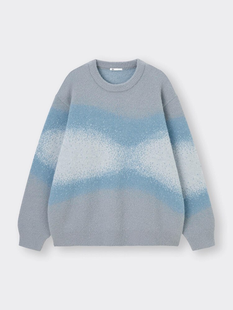 BRUSHY KNITTED Crew Neck Sweater Gradation | GU US