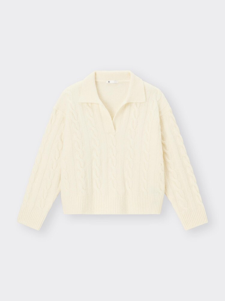 Puffy Touch Skipper Cable Sweater | GU US