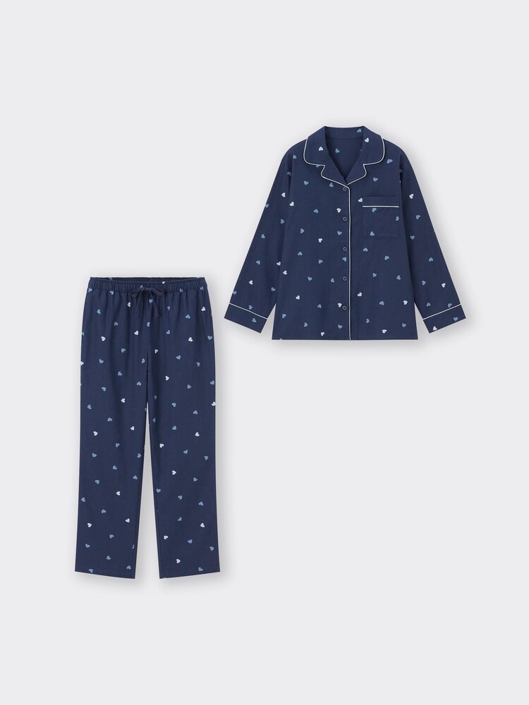 Flannel Pajamas Long Heart | GU US