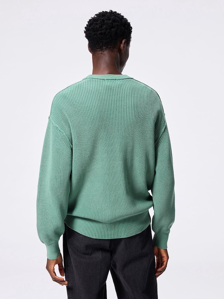 Washed Ribbed Crew Neck Sweater | GU US