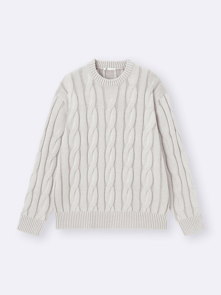 Wide Cable Crew Neck Sweater | GU US