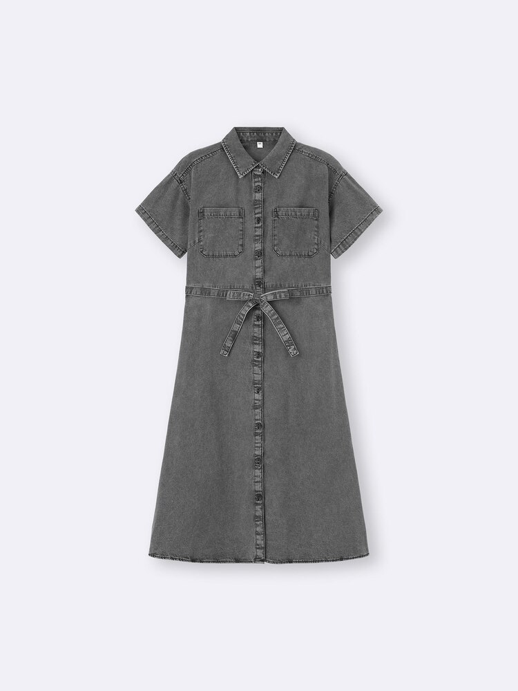 Light Denim Work Shirt Dress | Short | GU US