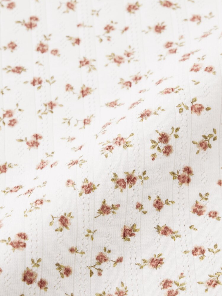 Pointelle Flower Printed T-Shirt | GU US