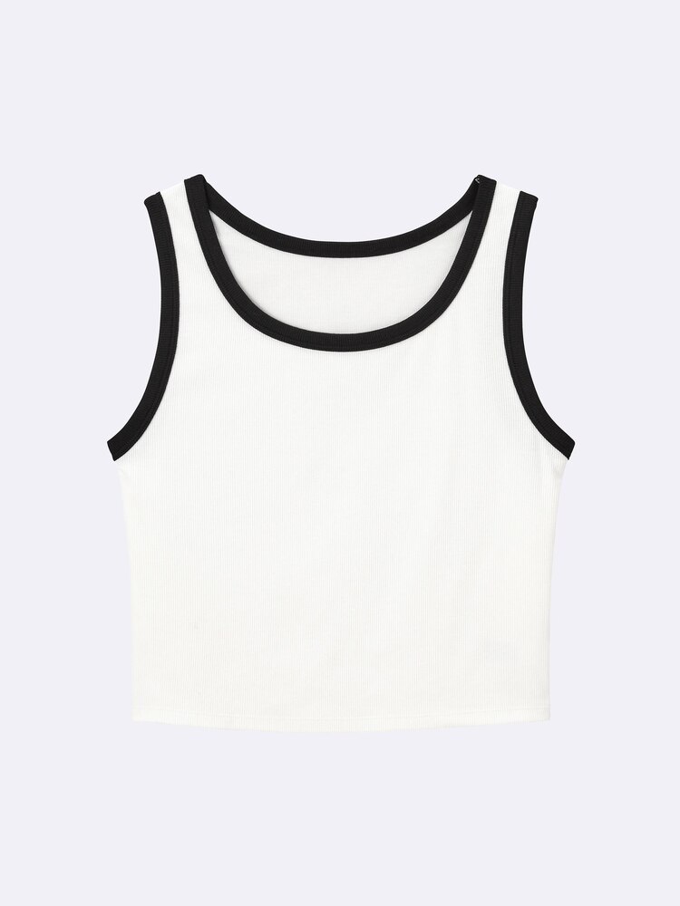 Cotton Blend Cropped Bicolor Tank Top | Dry | GU US