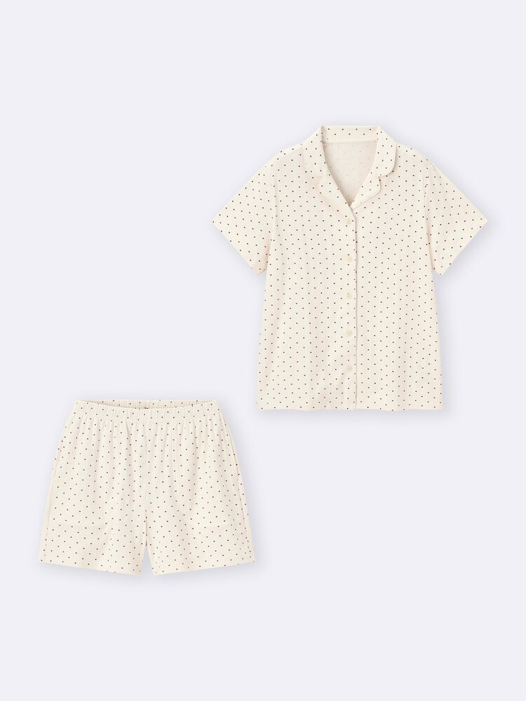 Cotton Blend Ribbed Pajamas | Short | Heart | GU US