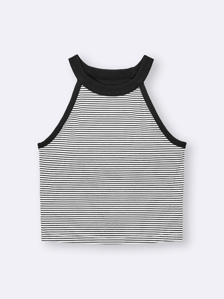 Bra-Feel Cropped Halter Neck Tank Top | Striped | GU US