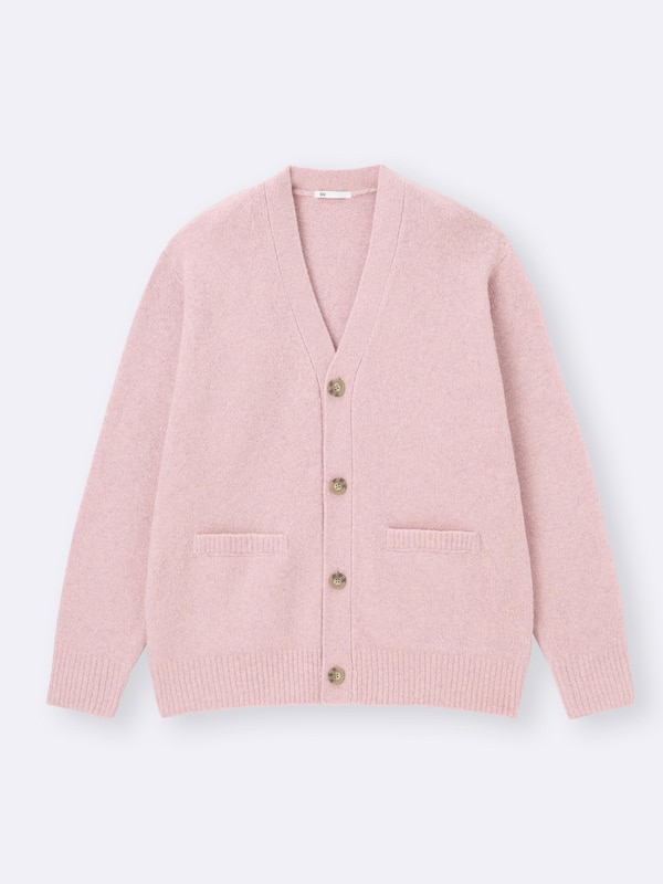 Puff Knit V Neck Cardigan | GU US