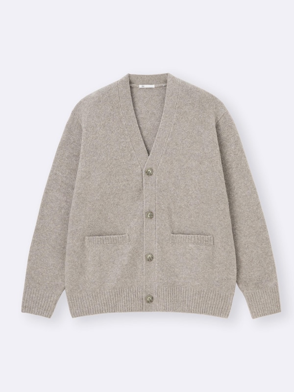 Puff Knit V Neck Cardigan | GU US