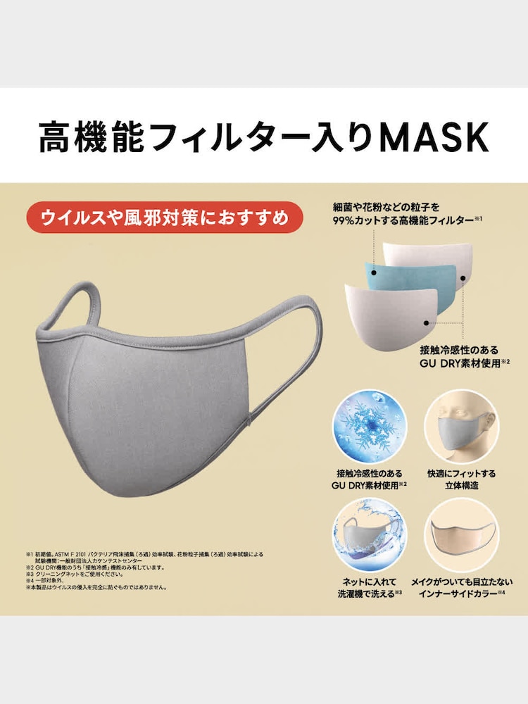 GU公式 | 高機能フィルター入りMASK(2枚組･GU DRY素材使用)