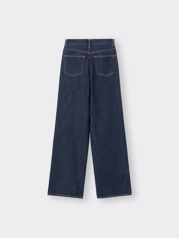 GU公式 | ハイウエストセミワイドジーンズ+EC(丈長め82cm)