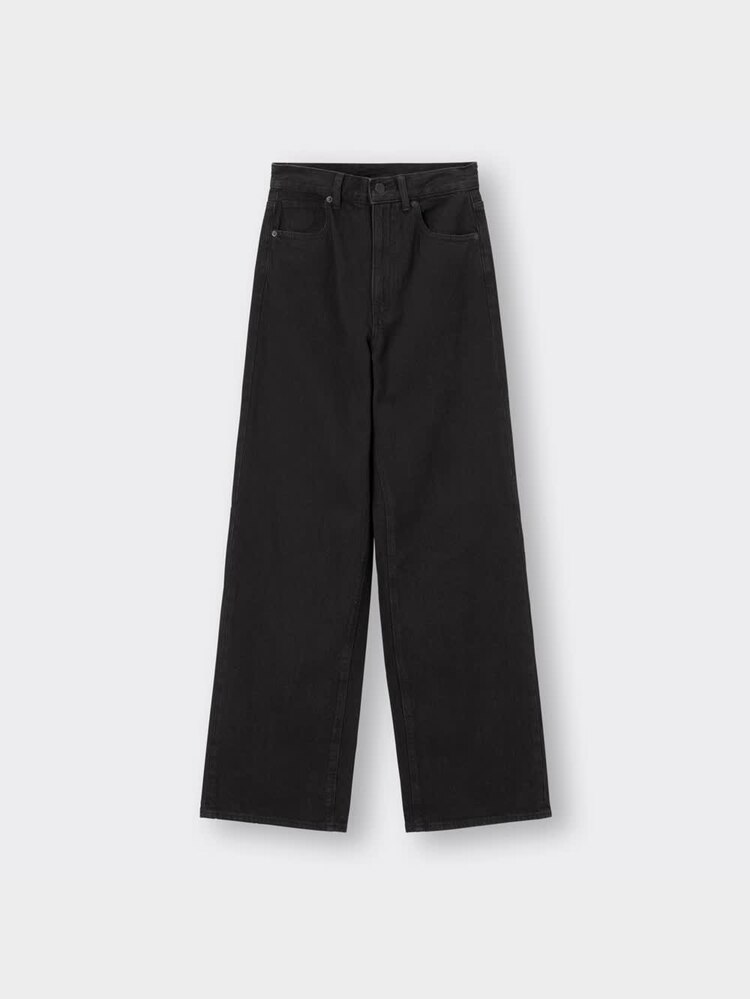 GU公式 | ハイウエストセミワイドジーンズ+EC(丈長め82cm)