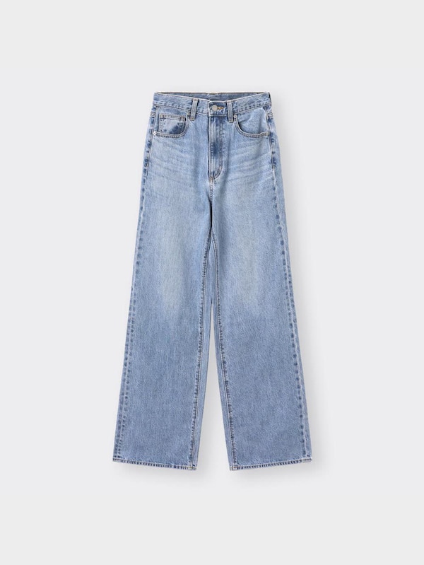 GU公式 | ハイウエストセミワイドジーンズ+EC(丈長め82cm)