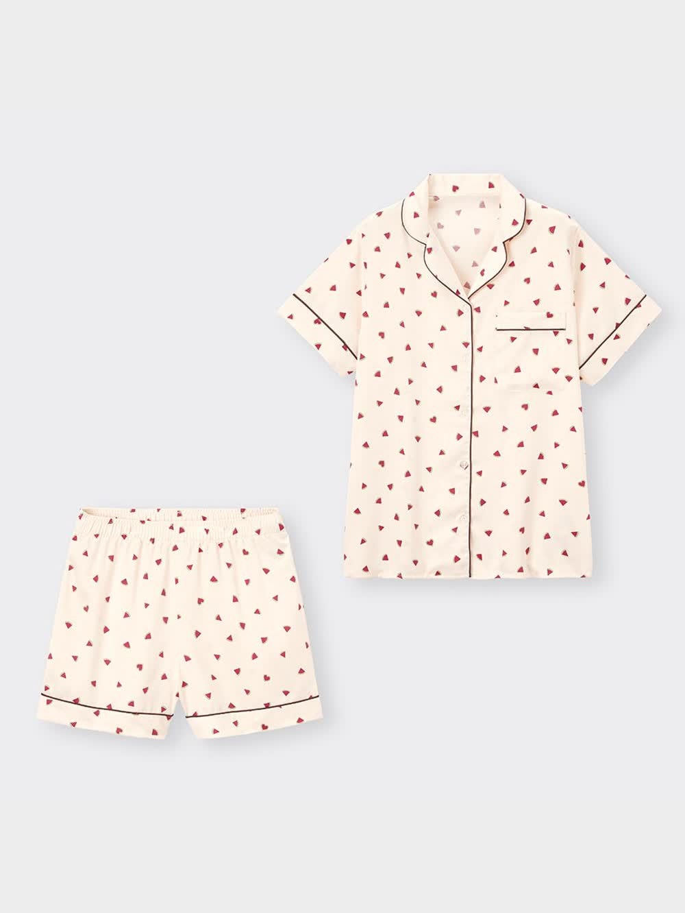 GU公式 | サテンパジャマ(半袖&ショートパンツ)(スイカ)