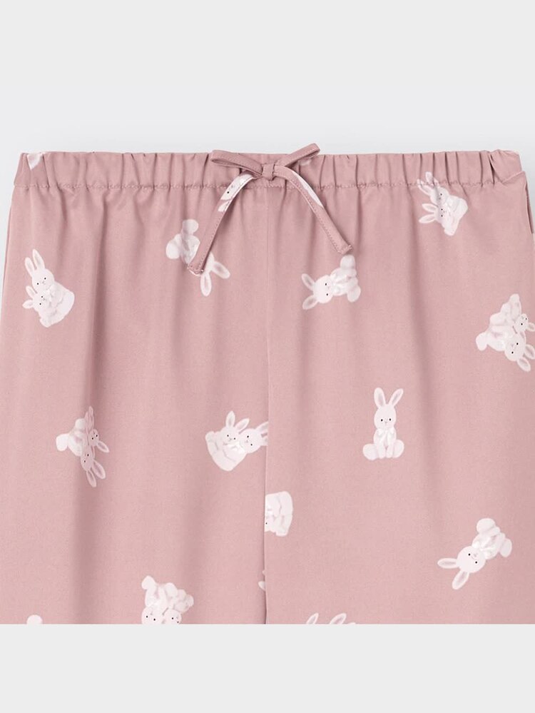 GU公式 | GIRLSサテンパジャマ(長袖&ロングパンツ)(ウサギ)+X