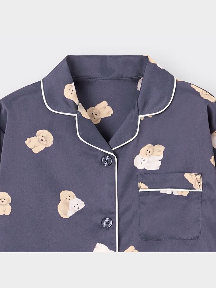 GU公式 | GIRLSサテンパジャマ(長袖&ロングパンツ)(トイプードル)+X