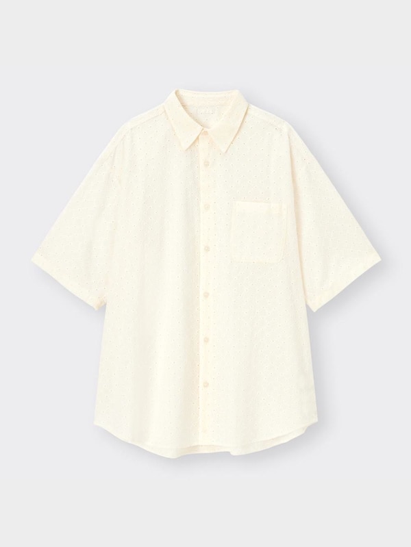 GU公式 | オーバーサイズレースシャツ(5分袖)NT+E