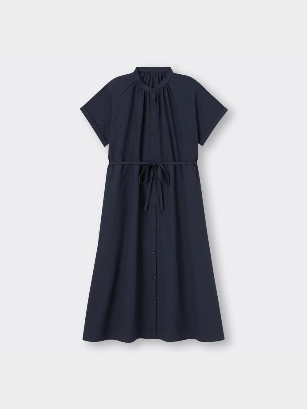 GU公式 | バンドカラーシャツワンピース(半袖)+EC(丈短め109cm GU公式 | バンドカラーシャツワンピース(半袖)+EC(丈短め109cm