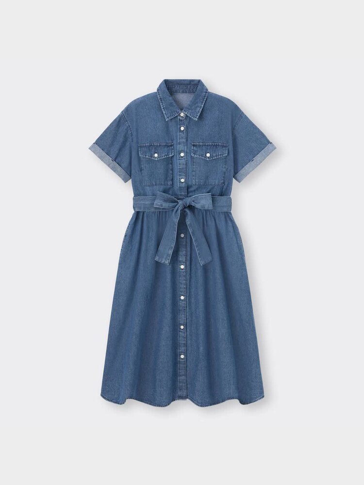 GU公式 | デニムシャツワンピース(半袖)OSC+EC