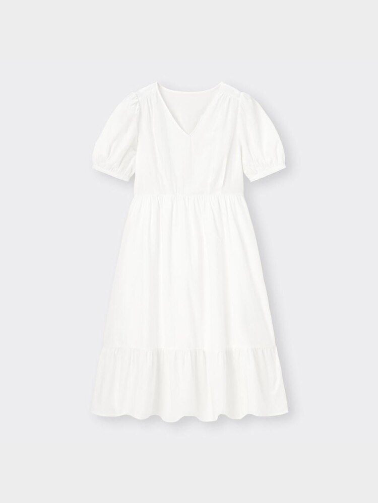 GU公式 | Vネックティアードワンピース(5分袖)OSC+EC