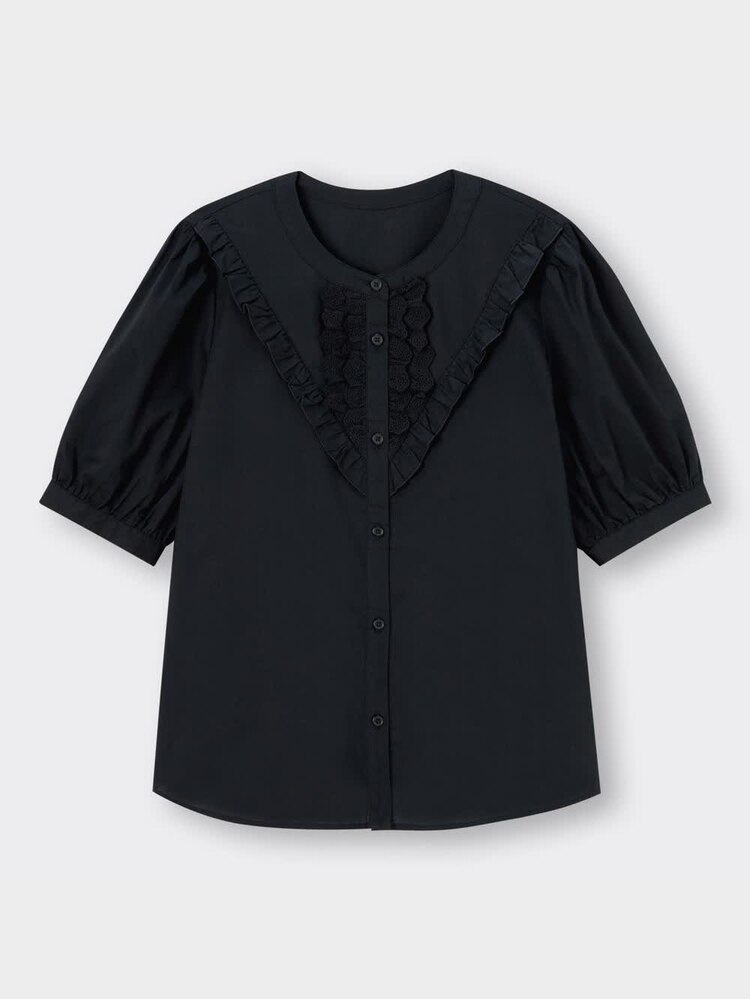 GU公式 | レーストリムブラウス(5分袖)OSC+EC