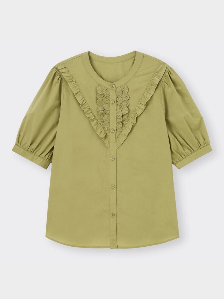 GU公式 | レーストリムブラウス(5分袖)OSC+EC