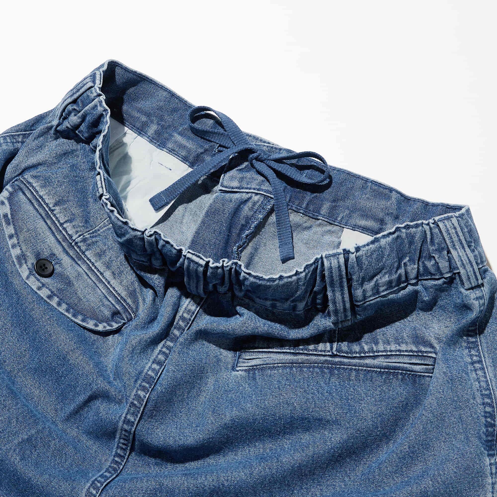 GU公式 | デニムツータックバギースラックス+EC(丈長め80.0cm)